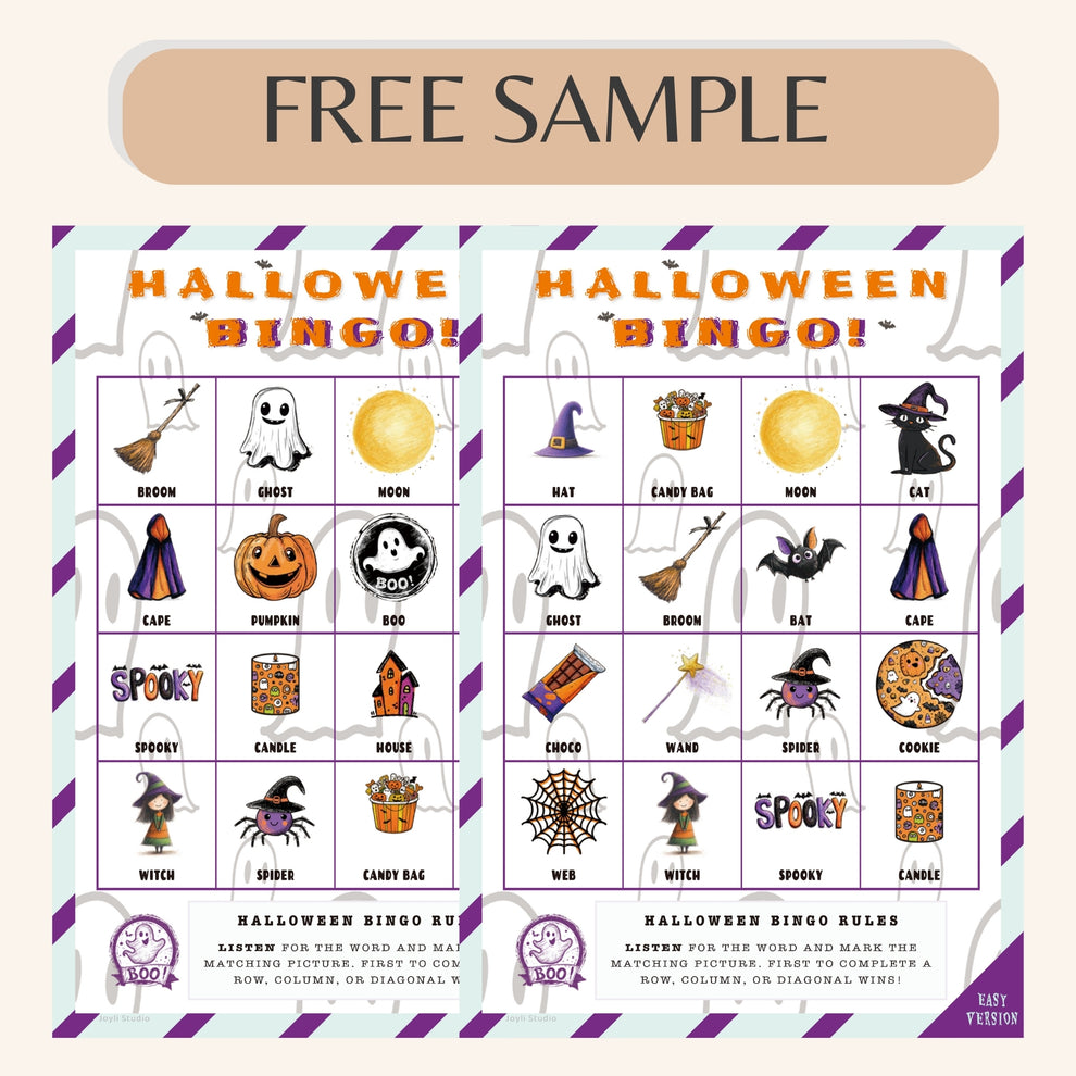 Halloween Bingo – Easy Classroom FREE Sample – Joyli Studio